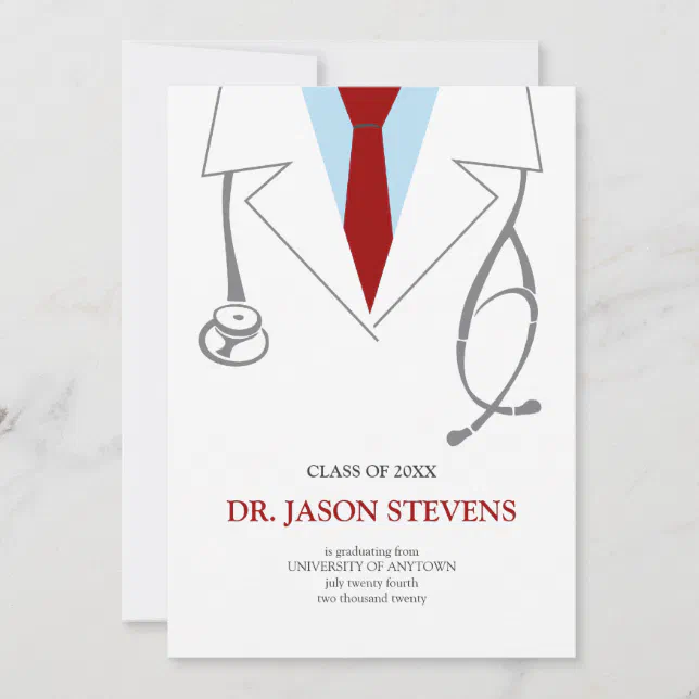 Doctor's White Coat Medical Graduation Invitation | Zazzle