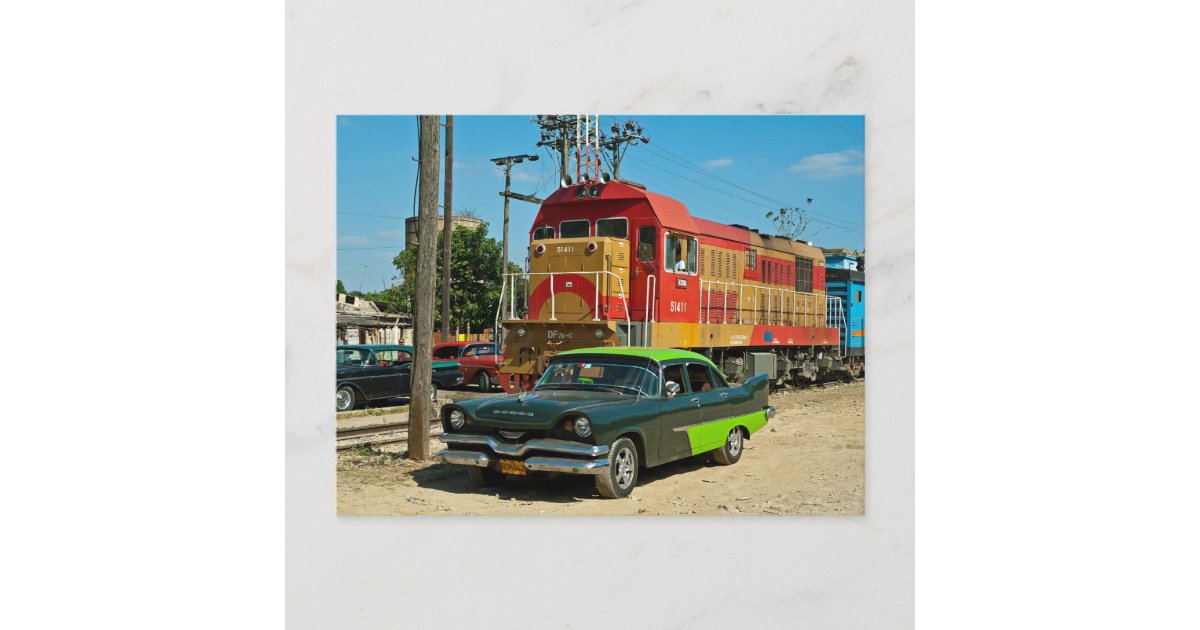 Dodge and diesel locomotive postcard | Zazzle