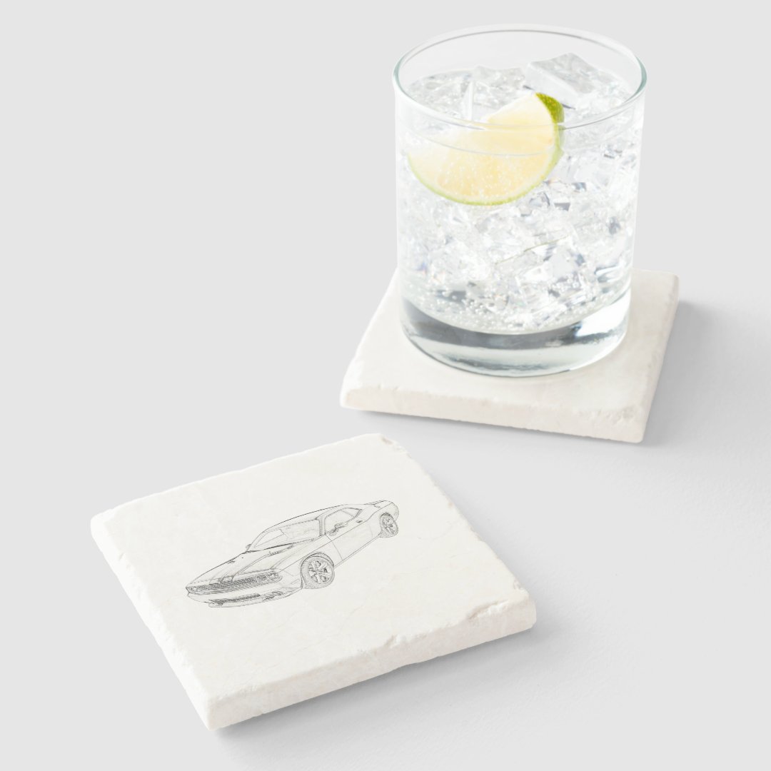 Dodge Challenger Pencil Drawing Mopar Muscle Car Stone Coaster | Zazzle
