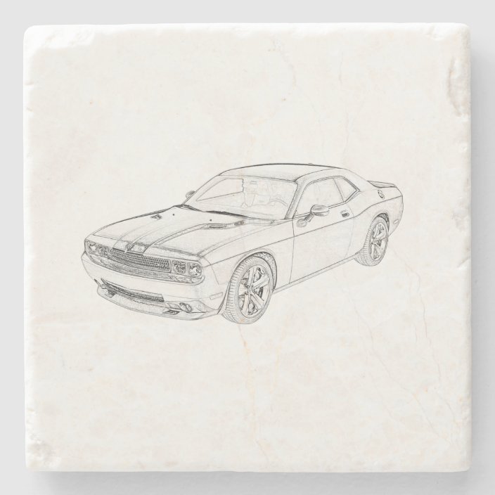 Dodge Challenger Pencil Drawing Mopar Muscle Car Stone Coaster | Zazzle.com