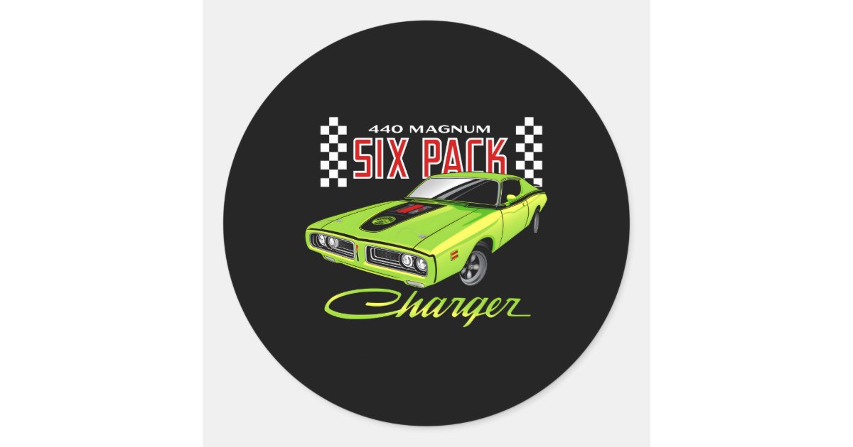 Dodge Charger 440 Magnum Six Pack Classic Round Sticker | Zazzle