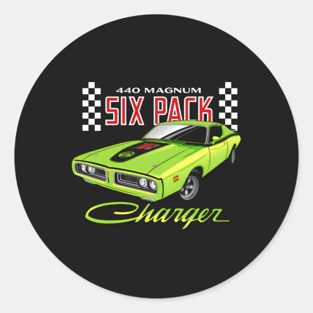 Dodge Charger 440 Magnum Six Pack Classic Round Sticker | Zazzle