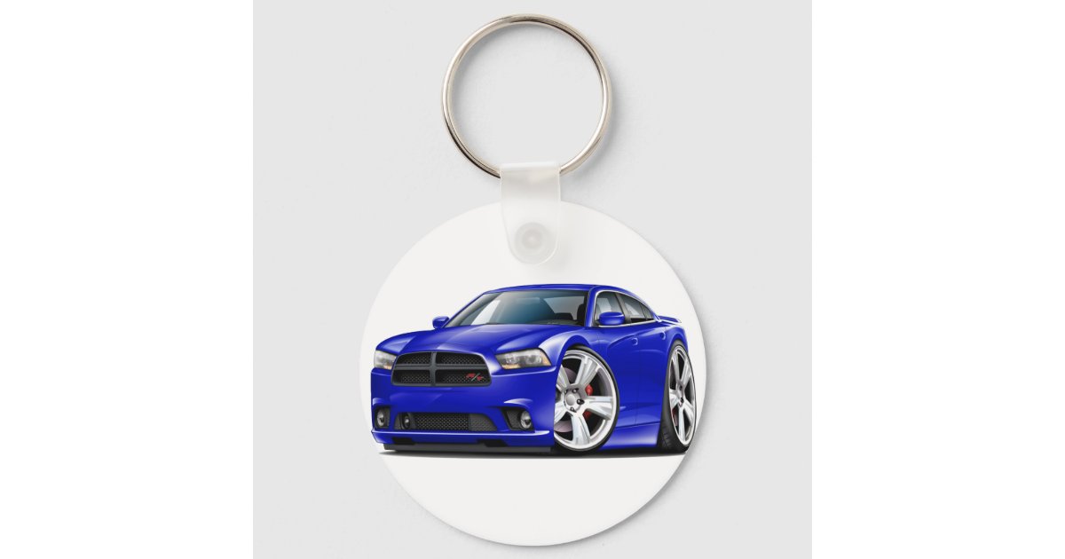 Dodge Charger RT Blue Car Keychain | Zazzle