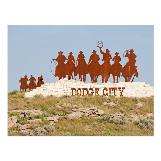 Dodge City Sign - Cowboys - Horses - Welcome Postcard | Zazzle.com