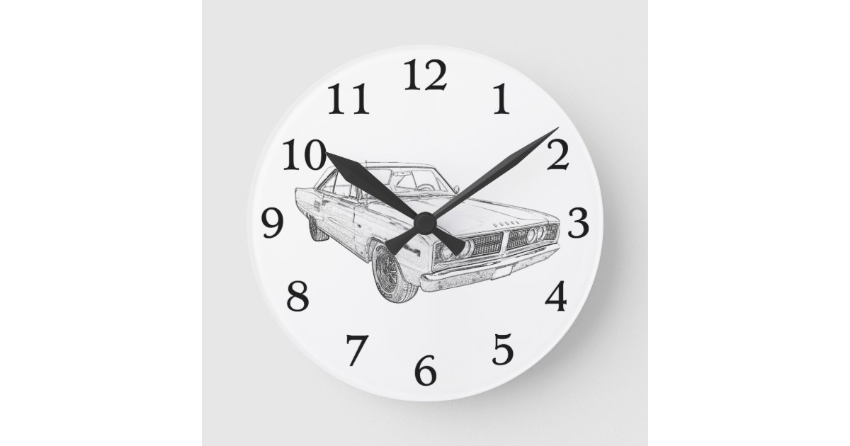Dodge Coronet Muscle Car Illustration Wall Clock | Zazzle