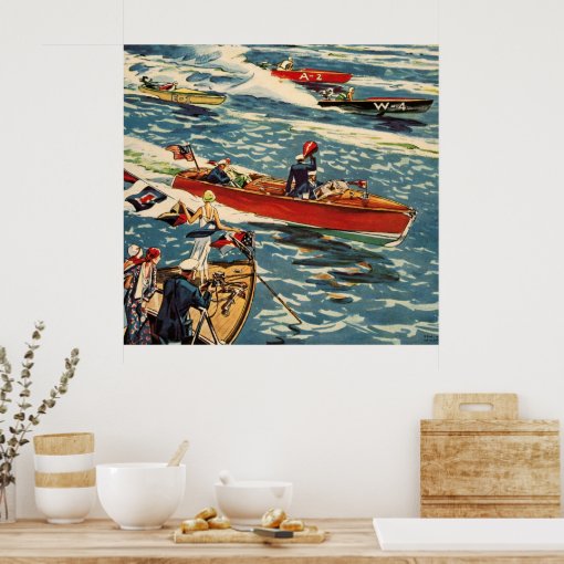 Dodge Motor Speed Boat Vintage Antique Row Ocean Poster | Zazzle