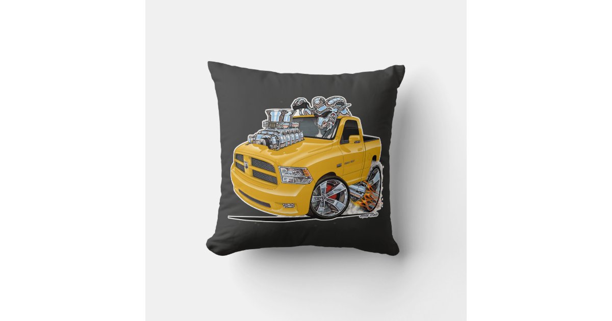 Dodge Ram yellow 1500 pickup Truck Throw Pillow | Zazzle