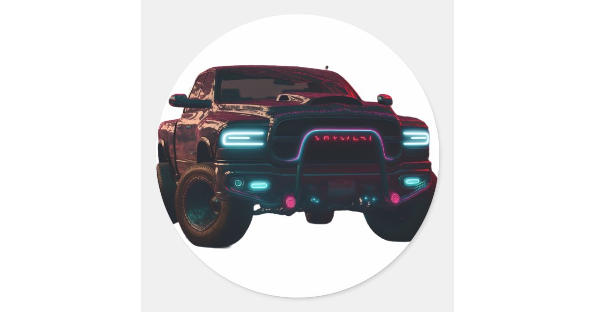 Dodge TRX Neon Truck Classic Round Sticker | Zazzle