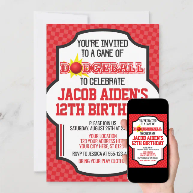 Dodgeball Birthday Invitation | Dodge Ball Invite | Zazzle