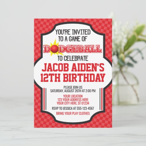 Dodgeball Birthday Invitation | Dodge Ball Invite | Zazzle