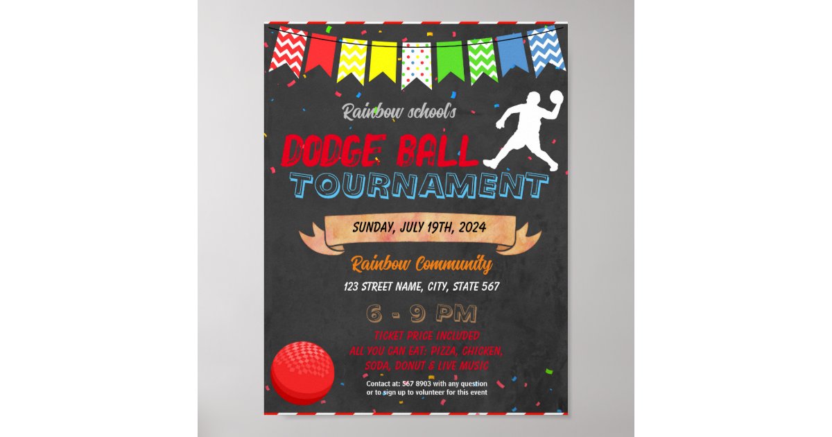 Dodgeball school event template poster | Zazzle