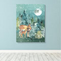 Doe and Fawn Deer Forest Full Moon Snowfall Canvas Print | Zazzle