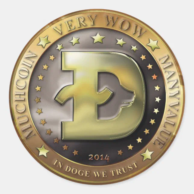 Doegecoin Coin Cryptocurrency Wow Doge Classic Round Sticker | Zazzle