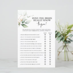 Does the Bride really know the groom? bridal game | Zazzle