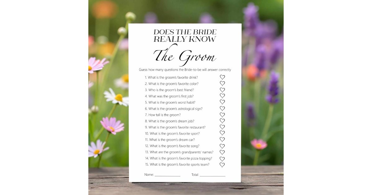 Does The Bride Really Know The Groom Game Card | Zazzle