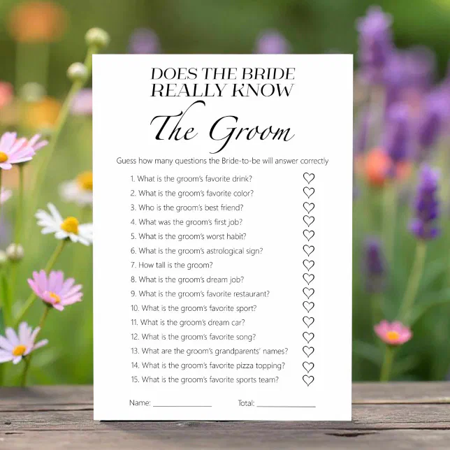 Does The Bride Really Know The Groom Game Card | Zazzle