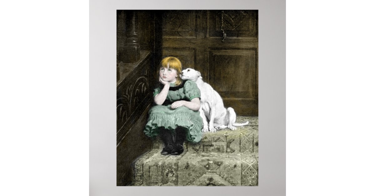 Dog Adoring Girl Poster | Zazzle