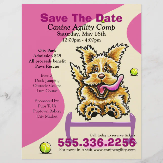 Dog Agility Competition Benefit Event Ad Purple Flyer | Zazzle