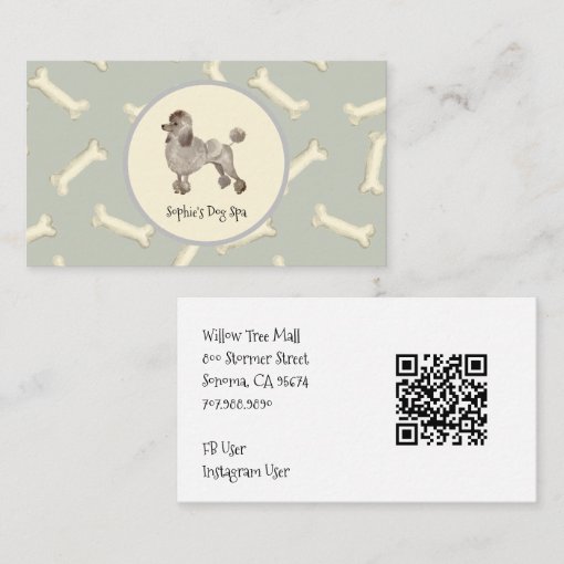 Dog And Bone Print Pattern Dog Grooming Spa Business Card | Zazzle