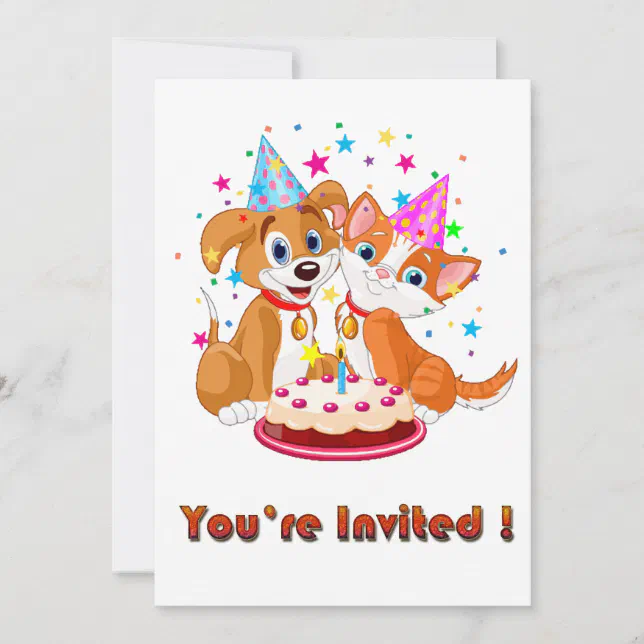 Dog and Cat Celebration Party Invitation | Zazzle