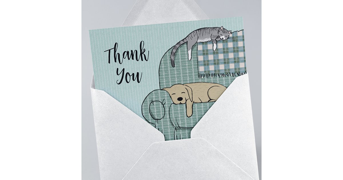 Dog and Cat Cute Pets Thank You Card | Zazzle