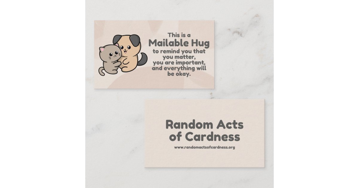 Dog and Cat Hugging Mailable Hug Insert Cards | Zazzle