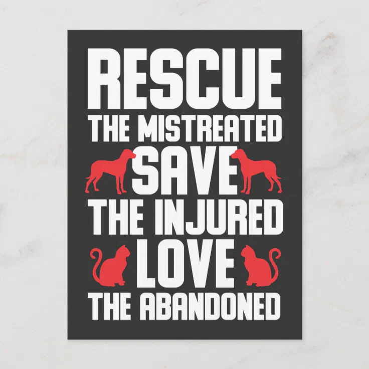 Dog and Cat Love Animal Rescue Awareness Postcard | Zazzle