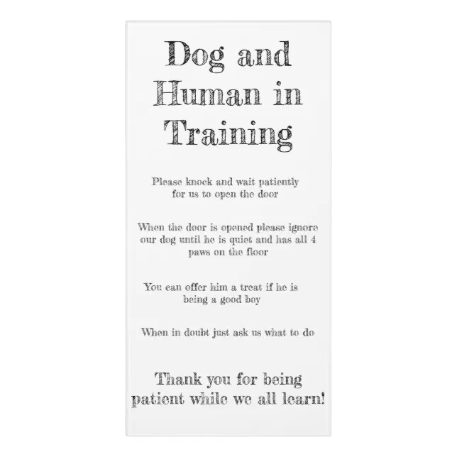 Dog and Human in Training Door Sign | Zazzle