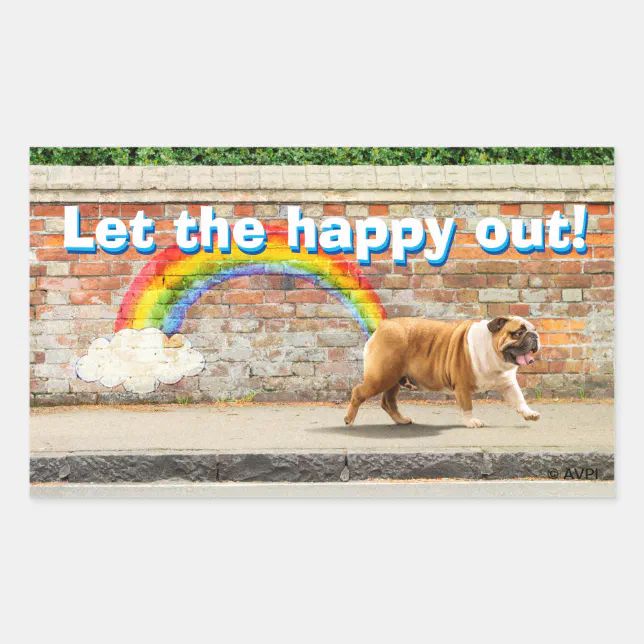 Dog and Rainbow Graffiti Rectangular Sticker | Zazzle