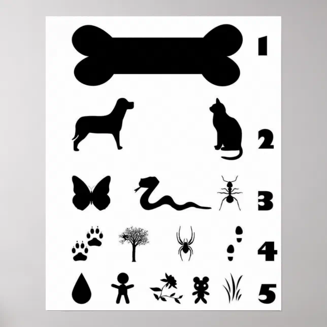 Dog Animal Eye Chart Poster | Zazzle