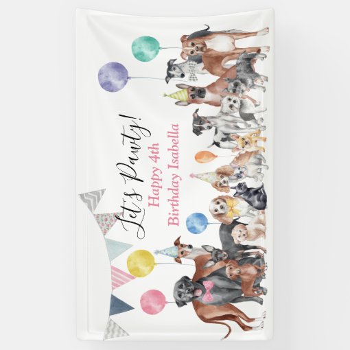 Dog Birthday Let's Pawty Banner | Zazzle