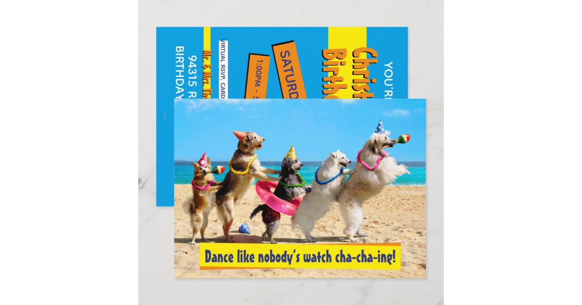 Dog Birthday Party Conga Line Invitation | Zazzle