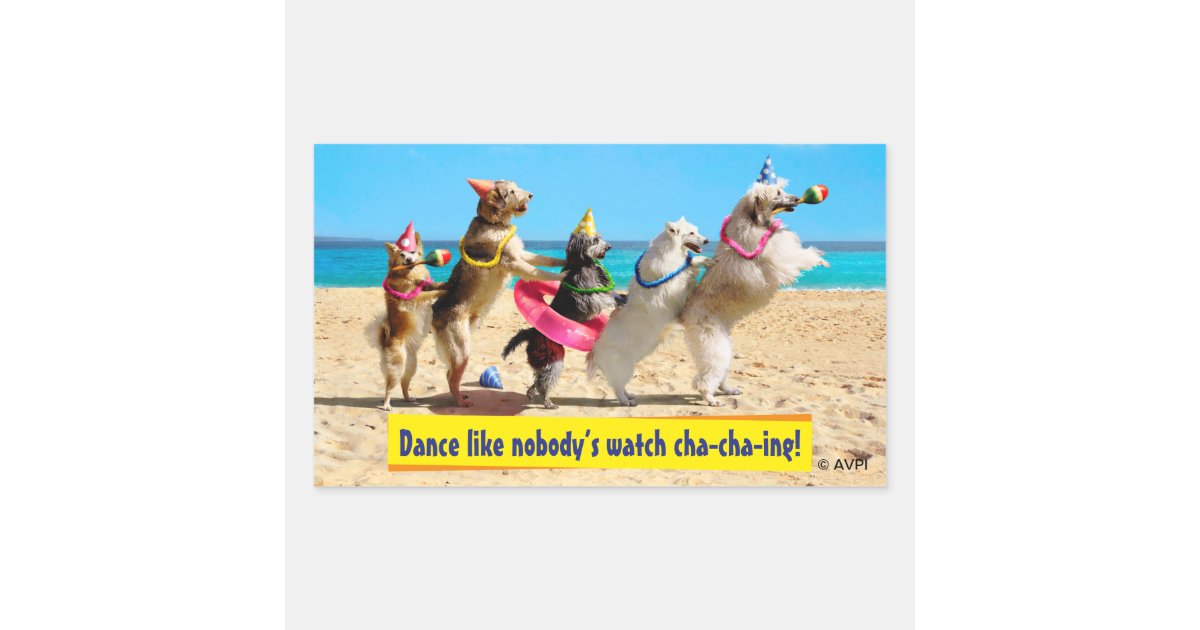 Dog Birthday Party Conga Line Rectangular Sticker | Zazzle
