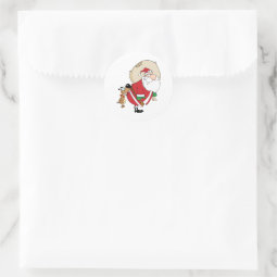 Dog Biting A Santa Claus Classic Round Sticker | Zazzle