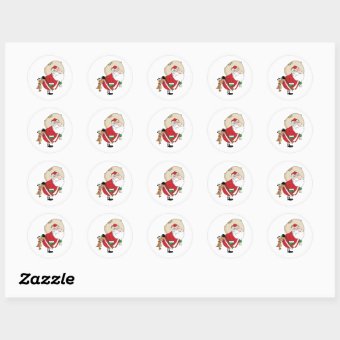 Dog Biting A Santa Claus Classic Round Sticker | Zazzle