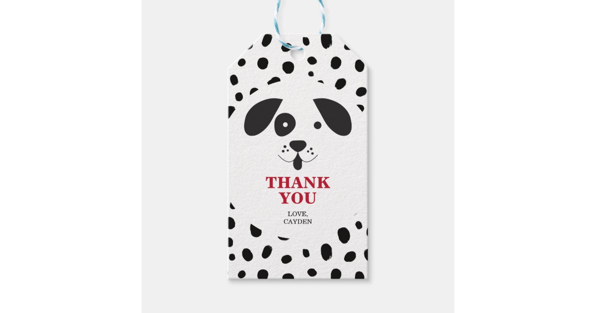 Dog Black Spot Dalmatian Birthday Favor Gift Tags | Zazzle