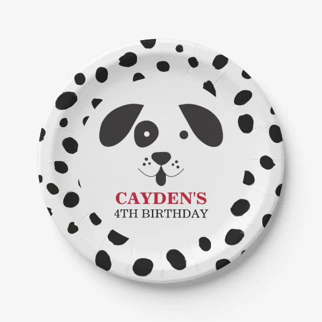Dog Black Spot Dalmatian Birthday Paper Plates | Zazzle