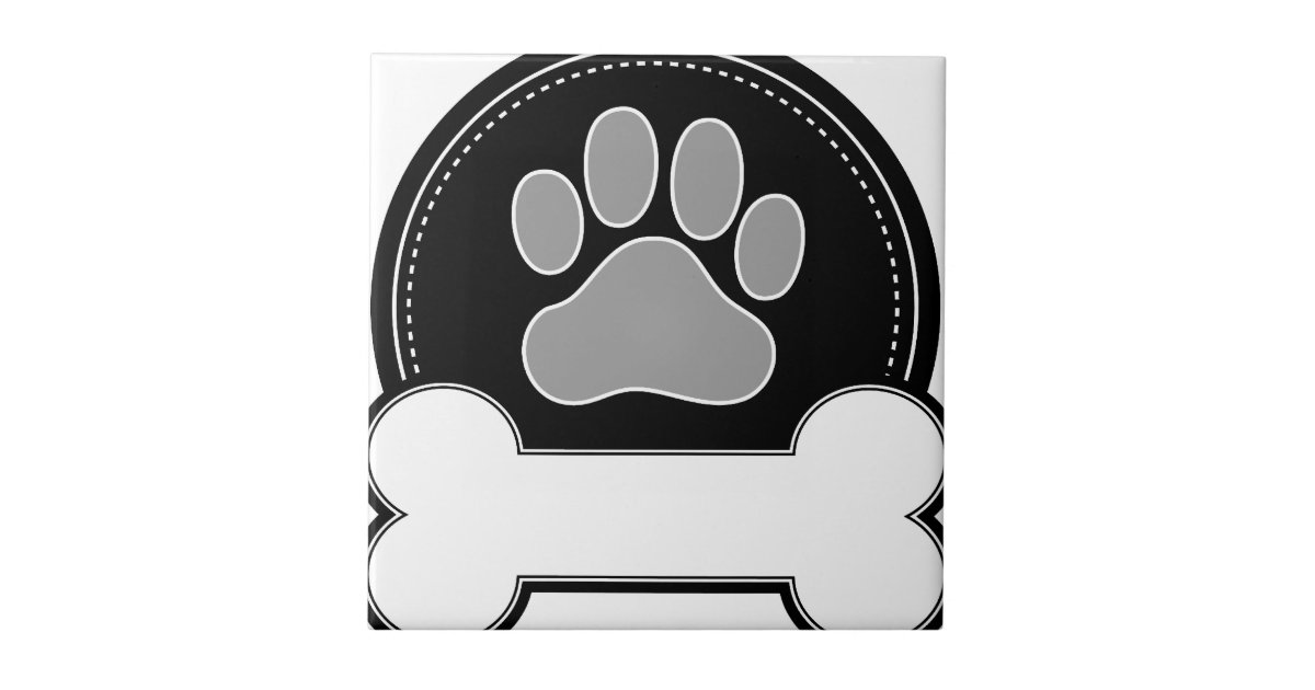 Dog Bone and Paw Ceramic Tile | Zazzle