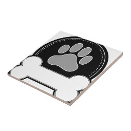 Dog Bone and Paw Ceramic Tile | Zazzle