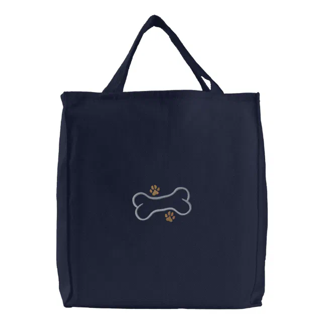 Dog Bone Border Embroidered Tote Bag | Zazzle
