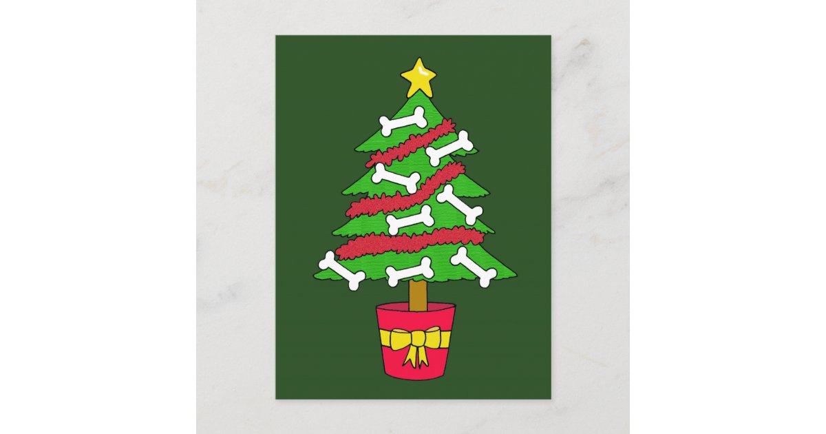 Dog Bone Christmas Tree Cartoon Holiday Postcard | Zazzle.com