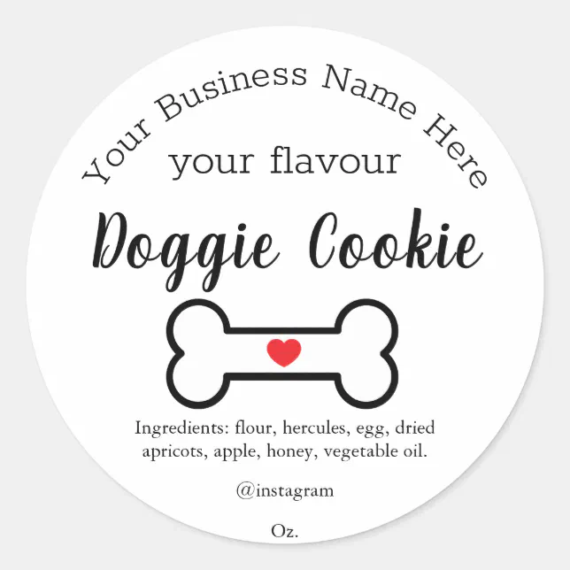 Dog bone Custom doggie cookie Classic Round Sticker | Zazzle