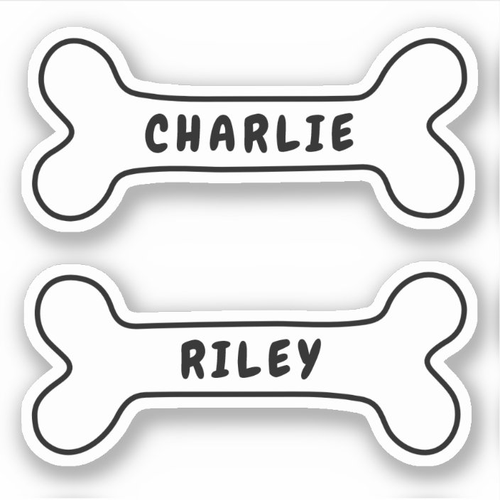 Dog bone personalized name stickers | Zazzle
