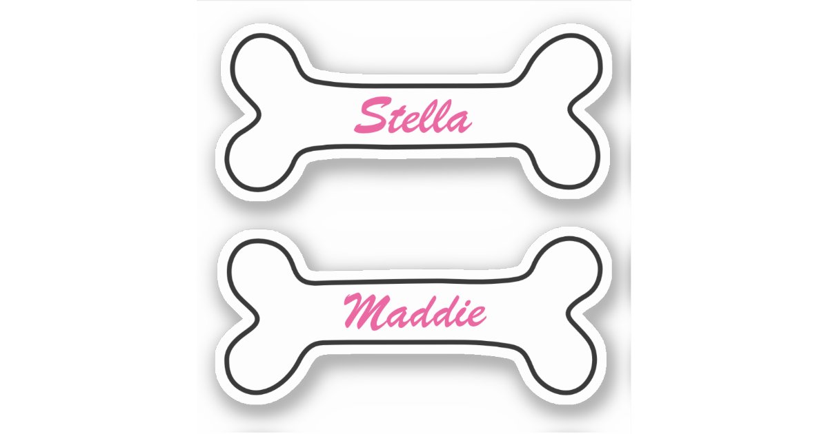 Dog bone personalized pink name stickers | Zazzle