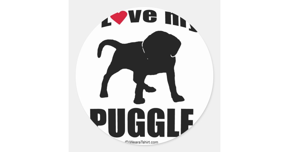"DOG BREED" - PUGGLE - "I LOVE MY PUGGLE" CLASSIC ROUND STICKER | Zazzle