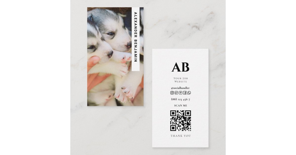Dog Breeder & Groomer Photo QR Code Business Card | Zazzle