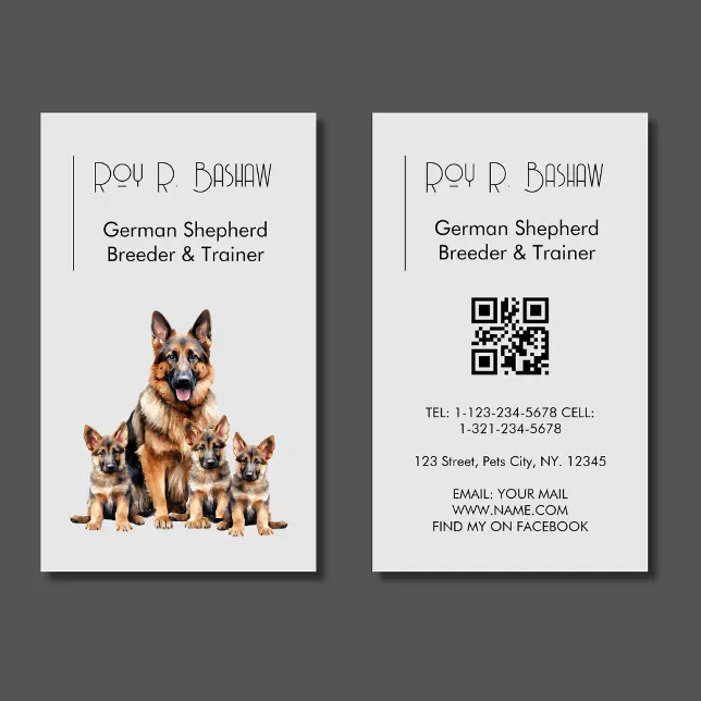 Dog Breeder Trainer German Shepherd Puppy QR Code Business Card | Zazzle