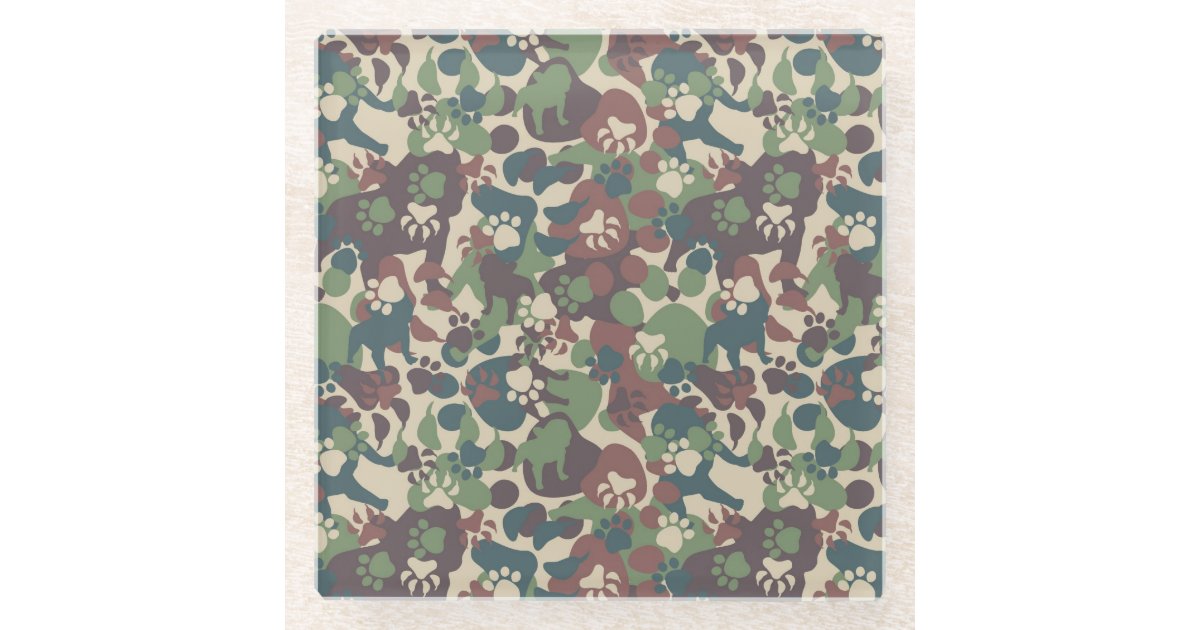 Dog Camouflage Pattern Glass Coaster | Zazzle