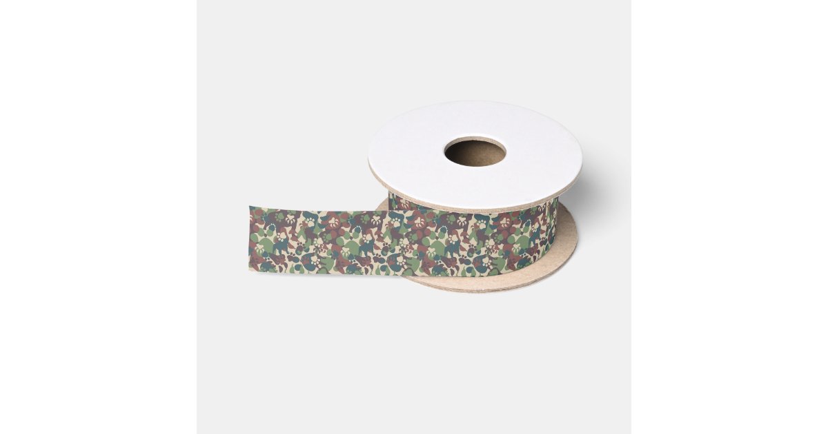 Dog Camouflage Pattern Satin Ribbon | Zazzle