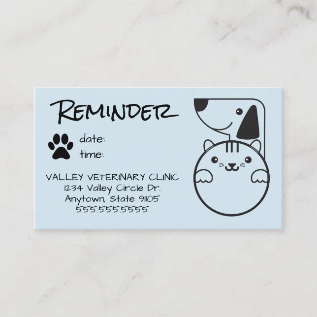 Dog Cat Pets Appointment Reminder Card | Zazzle